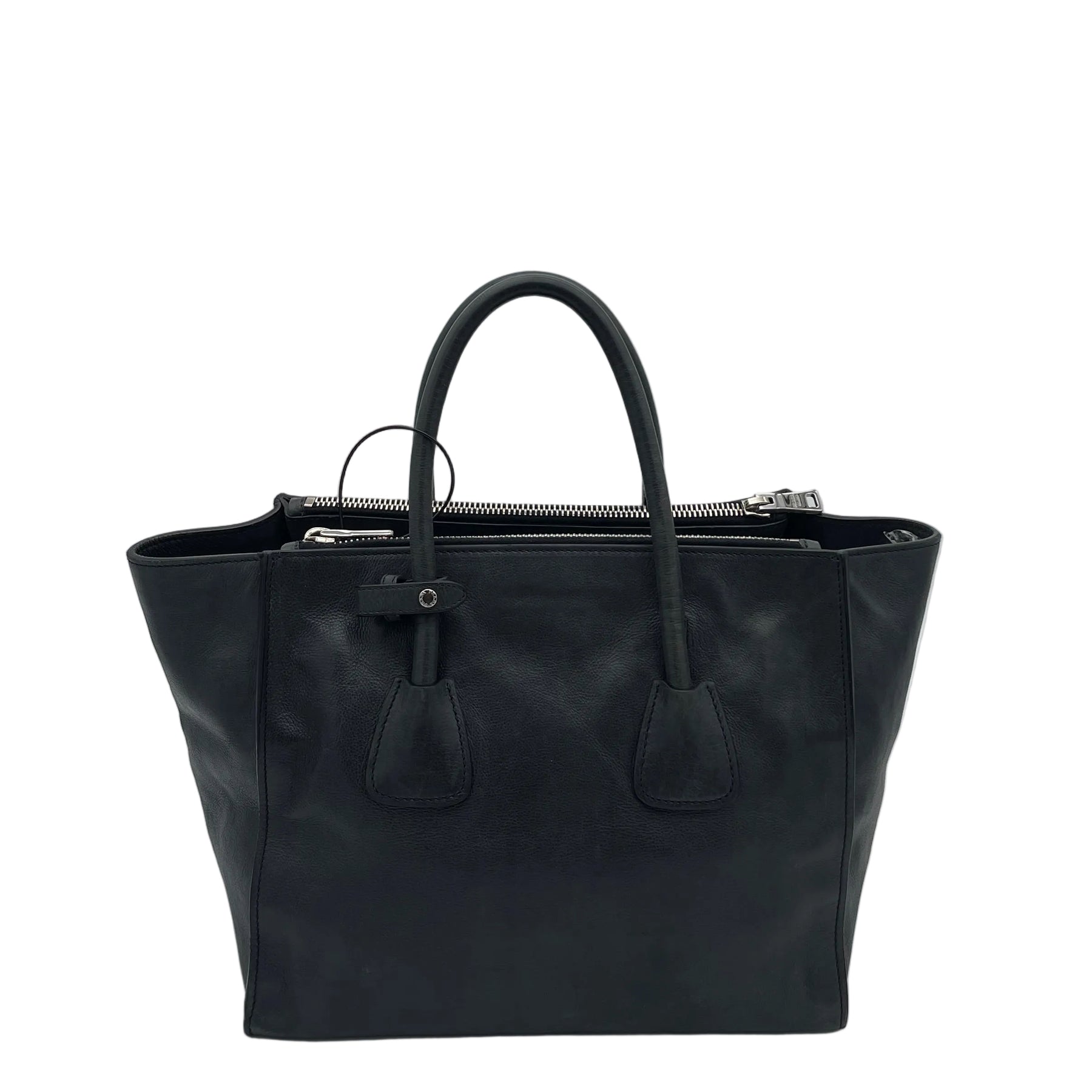 Prada Tasche Glace Twin Pocket Tote Kalbleder Anthrazit Prada Logo Har ...