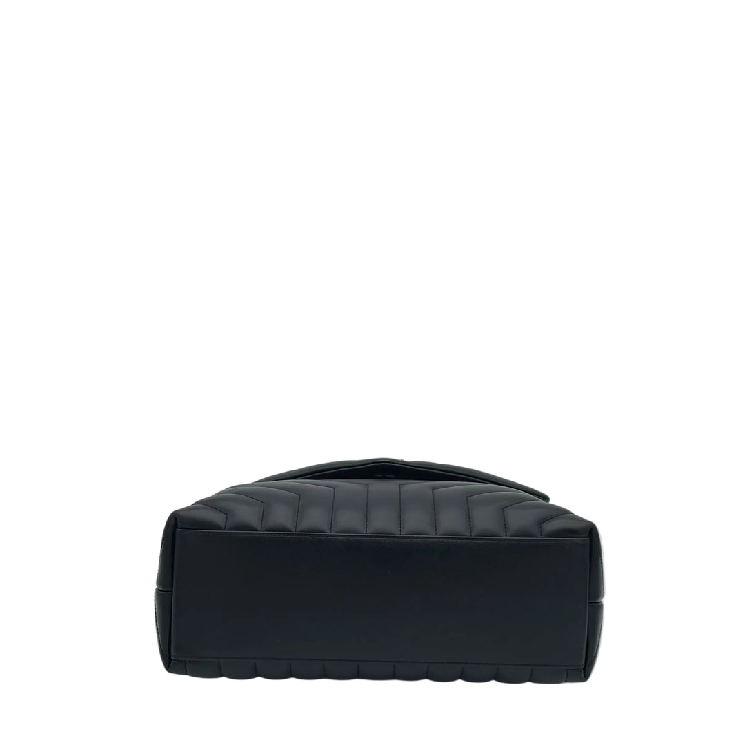 YSL Tasche Loulou MM Leder Chevron Schwarz Hardware Silber – ewa lagan