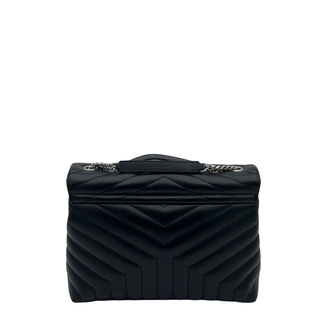 YSL Tasche Loulou MM Leder Chevron Schwarz Hardware Silber – ewa lagan