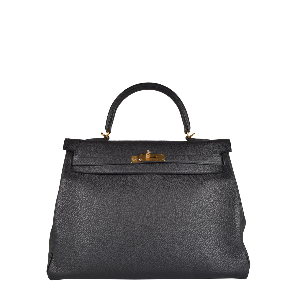Hermes Kelly 35 Retourne Togo Leder Schwarz Hardware Gold – ewa lagan